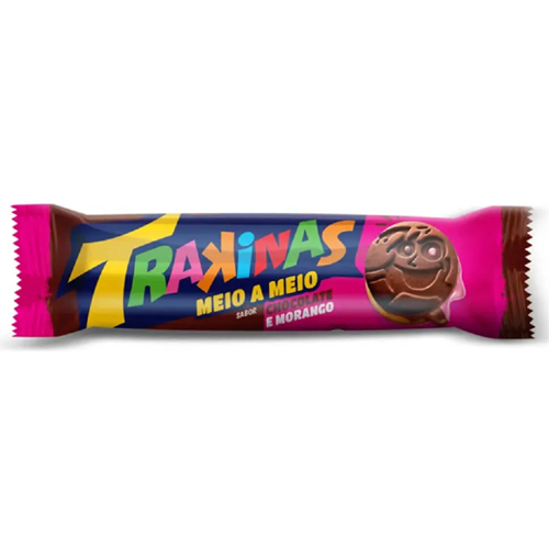 Biscoito Trakinas sabor Morango e Chocolate 126g - Trakinas