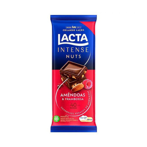 Chocolate Lacta Intense Nuts Amêndoas e Framboesa 85g - Lacta